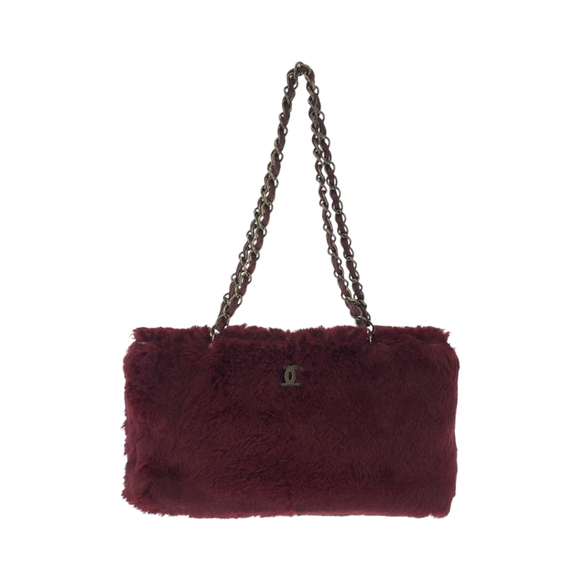 CHANEL | Bags | Chanel Vintage Coco Mark Lapin Fur Wine Red Gold ...